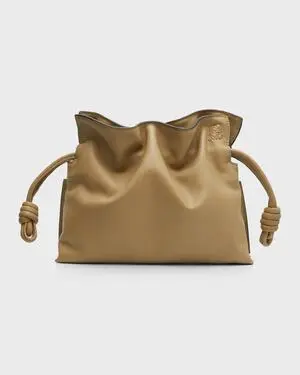 Loewe Flamenco Mini Clutch Bag In Napa Leather With Blind Embossed Anagram Clay Green
