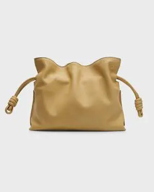 Loewe Flamenco Mini Clutch Bag In Napa Leather With Blind Embossed Anagram Dark Butter