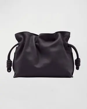 Loewe Flamenco Mini Clutch Bag In Napa Leather With Blind Embossed Anagram Deep Aubergine