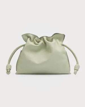 Loewe Flamenco Mini Clutch Bag In Napa Leather With Blind Embossed Anagram Light Celadon