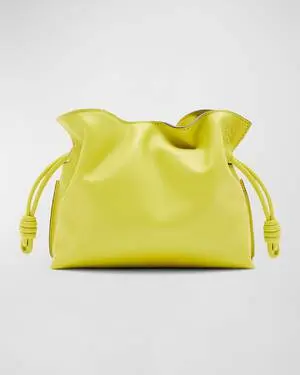 Loewe Flamenco Mini Clutch Bag In Napa Leather With Blind Embossed Anagram Lime Yellow