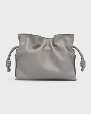 Loewe Flamenco Mini Clutch Bag In Napa Leather With Blind Embossed Anagram Pearl Grey