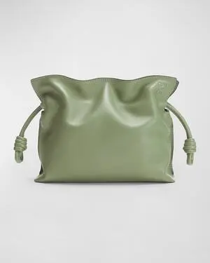Loewe Flamenco Mini Clutch Bag In Napa Leather With Blind Embossed Anagram Rosemary