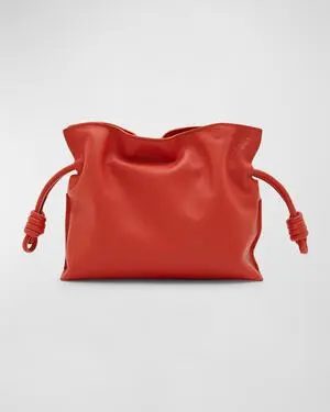 Loewe Flamenco Mini Clutch Bag In Napa Leather With Blind Embossed Anagram Sunrise Orange