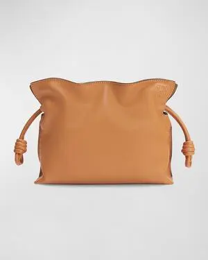 Loewe Flamenco Mini Clutch Bag In Napa Leather With Blind Embossed Anagram Warm Desert