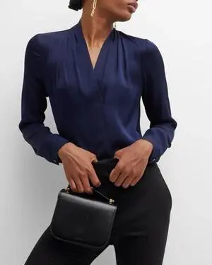 Kobi Halperin Kobi Halperin Nellie Pleated Blouse Mid Blue