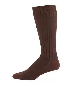Neiman Marcus Core-spun Crew Socks - Brown