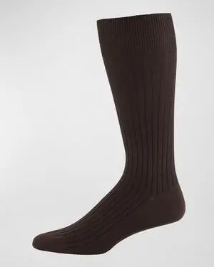 Neiman Marcus Core-spun Crew Socks - Brown