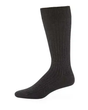 Neiman Marcus Core-spun Crew Socks - Charcoal