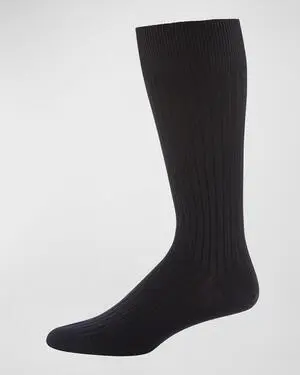 Neiman Marcus Core-spun Crew Socks - Navy