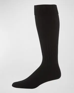 Neiman Marcus Core-spun Over-the-calf Socks - Navy