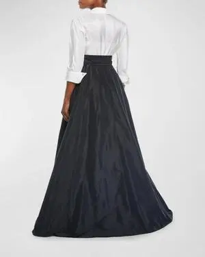 Rickie Freeman For Teri Jon Two-tone Taffeta Gown - Black/white