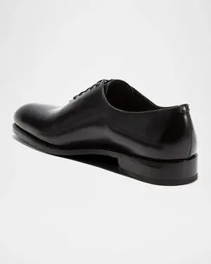 FERRAGAMO Angiolo Tramezza Whole-cut Leather Lace-up Shoes - Black