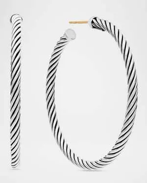 David Yurman Cable Hoop Earrings - Silver