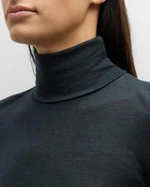 Hanro Woolen Silk Turtleneck Top - Black