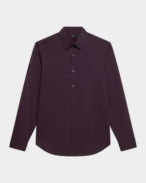 Theory Men & Apos;s Sylvain Shirt In Structure Knit Deep Eggpl