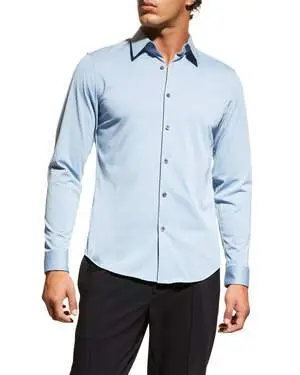 Theory Men & Apos;s Sylvain Shirt In Structure Knit Heron