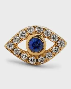 SYDNEY EVAN Sydney Evan 14k Diamond And Sapphire Evil Eye Stud Earring Yellow Gold