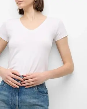 Majestic Filatures Soft Touch V-neck Tee - White