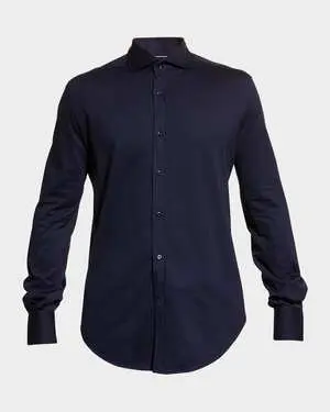 Brunello Cucinelli Jersey Knit Sport Shirt - Navy