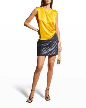 MILLY Ruby Shiny Jersey Tank - Tumeric
