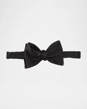 Stefano Ricci Self-tie Satin Bow Tie - Black