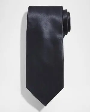 Stefano Ricci Solid Satin Neck Tie - Navy