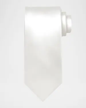 Stefano Ricci Stefano Ricci Solid Satin Neck Tie White