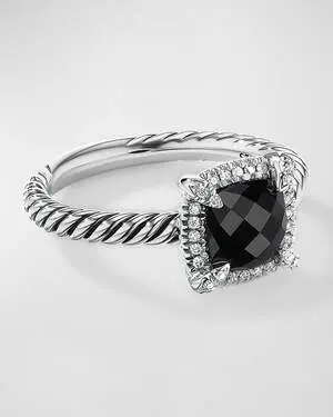 David Yurman 7mm Petite Chatelaine Ring With Gemstone And Diamonds - Black Onyx