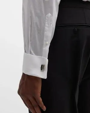 Brioni Pleated Poplin French-cuff Dress Shirt - White