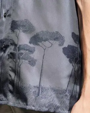 Brioni Apos;s Roman Tree-print Silk Camp Shirt - Sapphire Multi