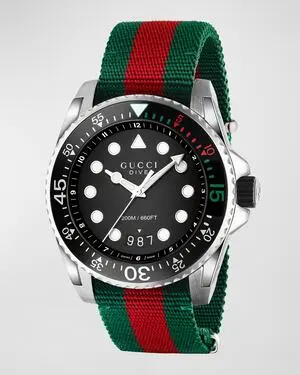 Gucci 45mm Gucci Dive Strap Watch - Green/red