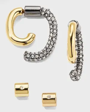Demarson Mini Pave Luna Earrings - Gold & Crystal