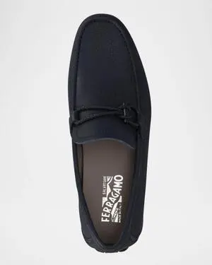 FERRAGAMO Front 4 Leather Drivers - Blue