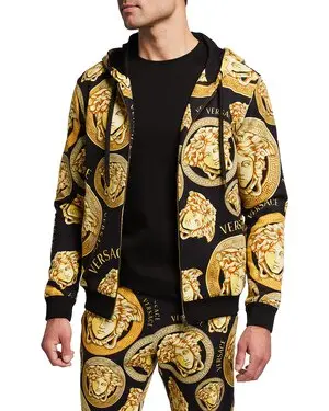 Versace Medusa Amplified Zip Hoodie In Blackgold - 27% Off