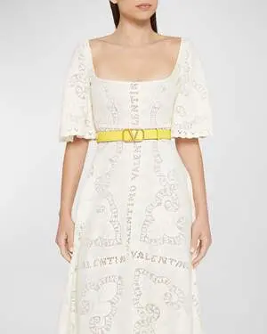 Valentino Garavani VLOGO Reversible Leather Belt Bright Lemon