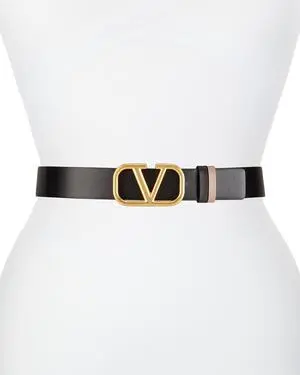 Valentino Garavani VLOGO Reversible Leather Belt Brown/black