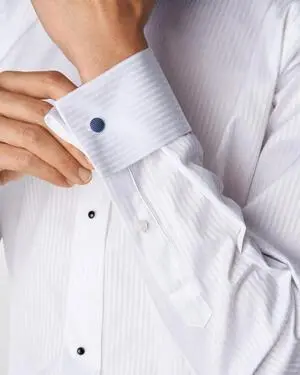 Eton Contemporary-fit Tonal Satin Striped Formal Shirt - White