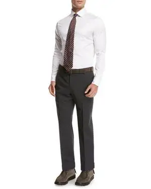 Giorgio Armani Wool Flat-front Trousers - Gray