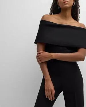 Lela Rose Off-the-shoulder Crepe Jumpsuit - Black