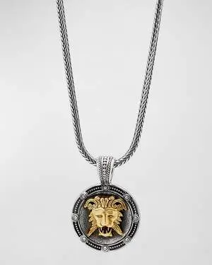 Konstantino Konstantino Myrmidones Lion-Face Pendant - Silver/gold