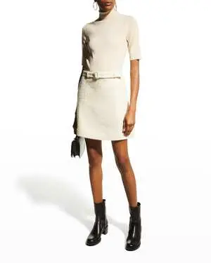theory knit combo dress Theory Belle Knit Tweed Combo Dress In Ivory - 69% Off