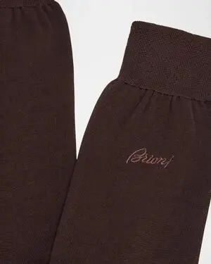 Brioni Solid Crew Socks - White Pattern