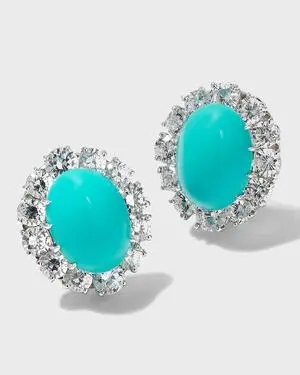 FANTASIA BY DESERIO Cabochon Stud Earrings - Light Blue