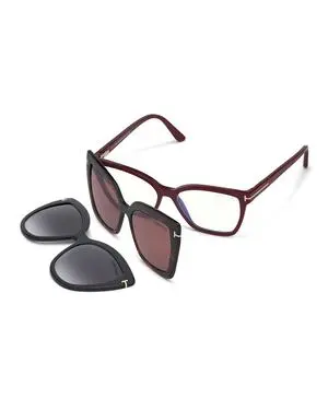 TOM FORD TOM FORD Square Optical Frames With Magnetic Clip-On Sunglasses Fuchsia