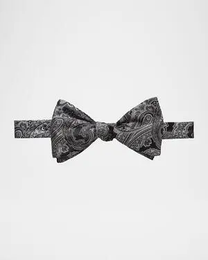Eton Paisley Print Self-tie Bow Tie - Black