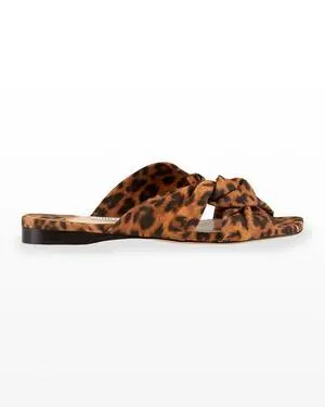 JIMMY CHOO Narisa Knotted Leopard-print Flat Sandals - Leopard