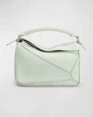 Loewe Puzzle Mini Top-handle Bag In Grained Leather Light Celadon