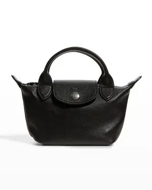Longchamp Le Pliage Cuir Small Crossbody Bag - Black
