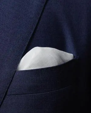 Eton Apos;s Solid Linen Pocket Square - White
